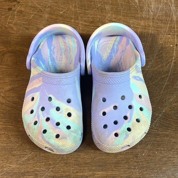 CROCS | Shoes | Crocs Purple Blue Tye Dye Iconic Clogs 9 | Poshmark